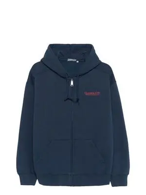 Carhartt Work In Progress Logo Cotton Zipped Hoodie - Blue