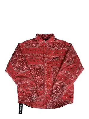 PURPLE BRAND Padded Quilt Lined Bandana Shirt - Red