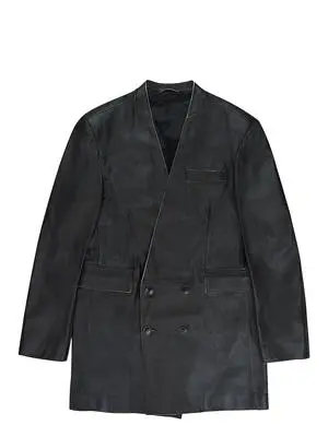 Martine Rose Leather Double Breasted Jacket - Black