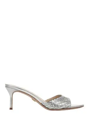 Veronica Beard Tia Raffia Sandals - Silver