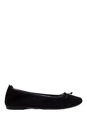 MENINA STEP Suede Ballet Flats With Bow Detailing Black