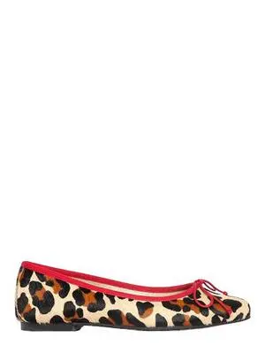 MENINA STEP Sandrine Cheetah Haircalf Leather Flats - Red