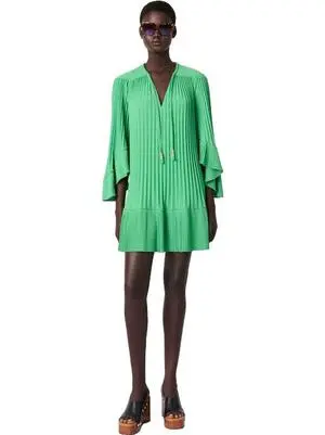 Maje Mini Pleated Dress - Green