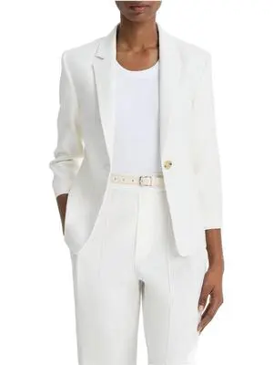 Vince Linen-blend Shrunken Blazer - White