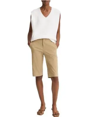 Vince Avery Mid-rise Italian Stretch-cotton Shorts - Orange