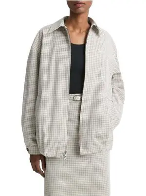 Vince Gardener Check Cotton Oversized Bomber Jacket - Red