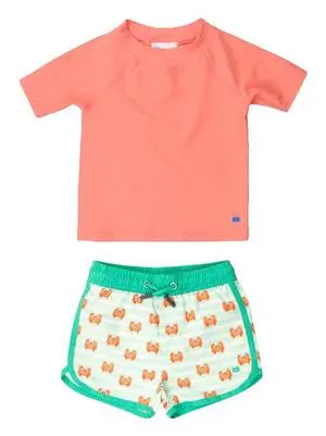 RUGGEDBUTTS Short Sleeve Rashguard Swimsuit Set - Orange