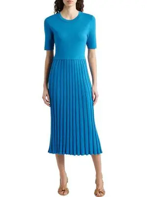 Elie Tahari Vesper Knit Midi Dress - Blue Palace