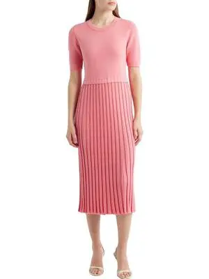 Elie Tahari Vesper Knit Midi Dress - Dragonfruit