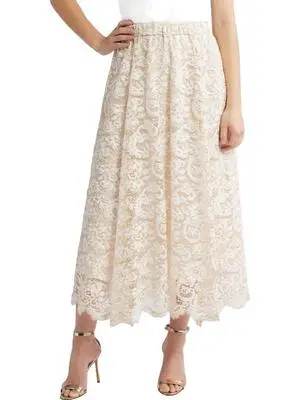 Anne Klein Lace A-line Midi Skirt - Off White