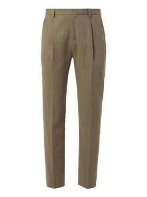 Sunspel Striped Cotton Tapered Trousers - Brown