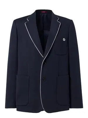 Gucci Double G Cotton Jersey Blazer - Blue