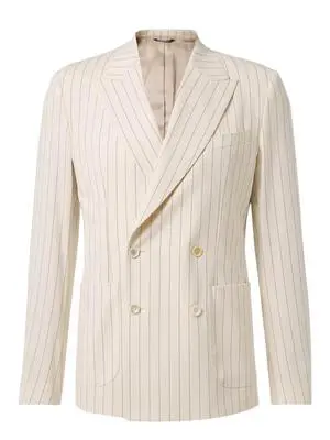 Dolce & Gabbana Striped Cotton-blend Blazer - White
