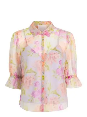 Cinq À Sept Fiona Floral-print Top - Pale Lavender M