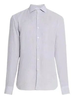 Canali Men & Apos;s Linen Sport Shirt Light Grey