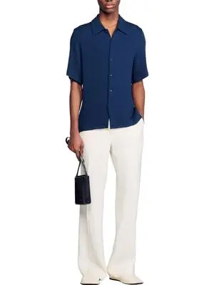 Sandro Crinkled Shirt - Royal Blue