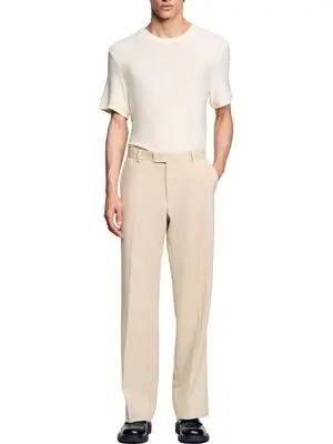 Sandro Oversized Wool Suit Trousers - Oats