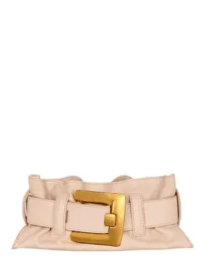 Balmain Small Leather Anthem Shoulder Bag Beige
