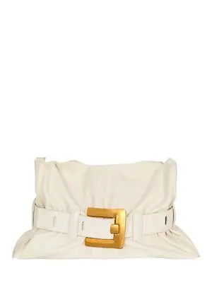 Balmain Medium Anthem Leather Shoulder Bag Beige