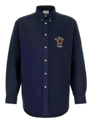 Drole De Monsieur La Chemise Slogan Fleurs Shirt - Blue