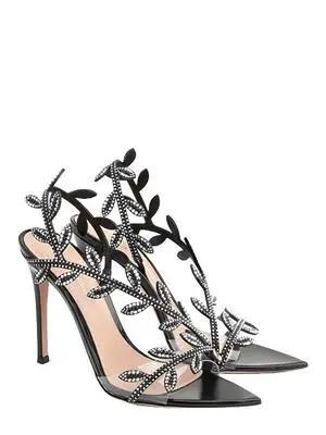 GIANVITO ROSSI Crystal Flavia Sandal - Black Suede
