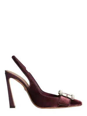Dolce & Gabbana Velvet Slingbacks With Bejeweled Buckle - Bordeaux