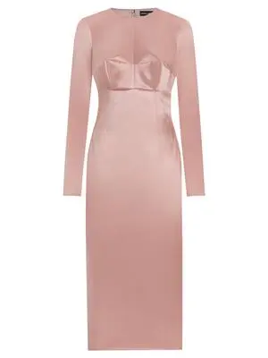 Dolce & Gabbana Stretch Satin Calf-length Dress - Pink