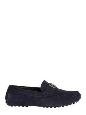 Dolce & Gabbana Split Leather Loafers With Dg Logo - Blue