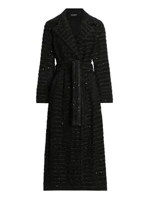 Dolce & Gabbana Tweed Coat With Micro-sequin Embellishment - Black