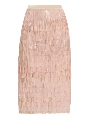 Dolce & Gabbana Sequined Fringe Embellished Skirt - Pink