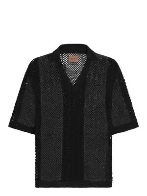 Dolce & Gabbana Short-sleeved Cotton Crochet Polo-shirt - Black