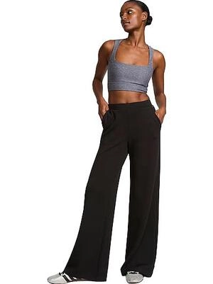 Victoria's Secret Vsx Featherweight Knit Wide-leg Pant - Black