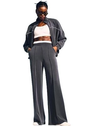 Victoria's Secret Vsx Featherweight Knit Wide-leg Pant - Black
