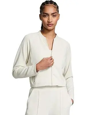 Victoria's Secret Vsx Featherweight Knit Full-zip Jacket - Beige