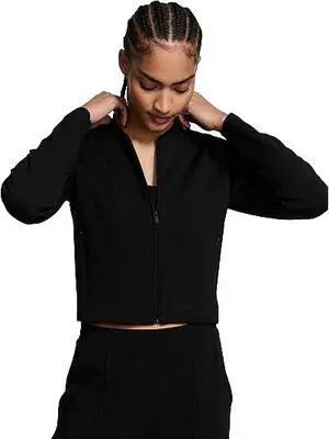 Victoria's Secret Vsx Featherweight Knit Full-zip Jacket - Black