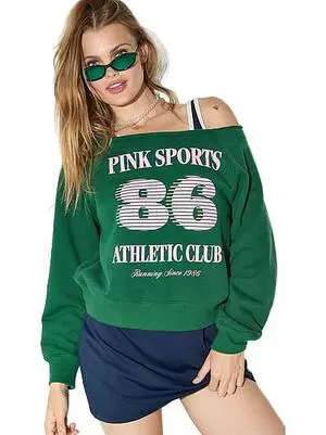Pink Off-the-Shoulder Sweatshirt Multicolored
