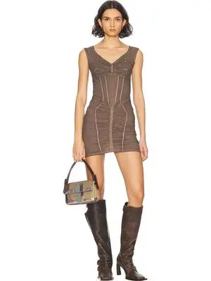 KNWLS Ghost Mini Dress - Brown