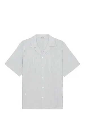 Simkhai Poe Camp Shirt In Blue - Haze Stripe