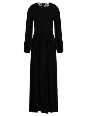 Zimmermann Crochet-Paneled Chiffon Maxi Dress Black