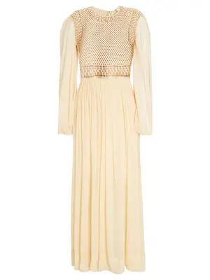 Zimmermann Crochet-Paneled Chiffon Maxi Dress Cream