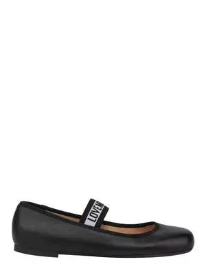 Moschino Logo-strap Ballet Flats - Black