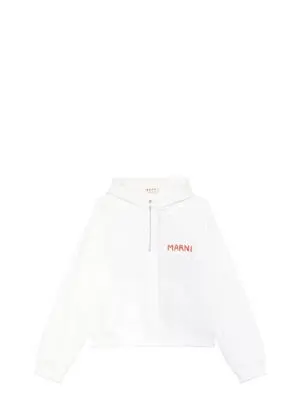 Marni Logo-patch Hoodie - White