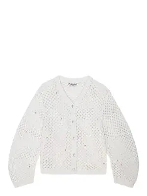 GANNI Open-knit Cardigan - White
