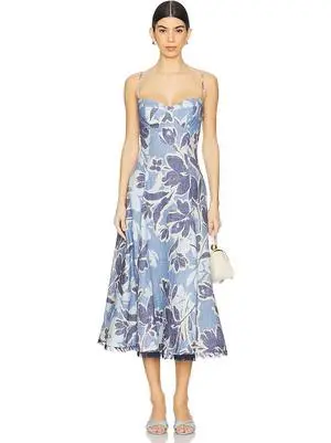 Simkhai Analise Bustier Midi Dress - Blue Hydrangea Floral
