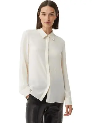 Veronica De Piante Camille Shirt In Silk Georgette - Ivory