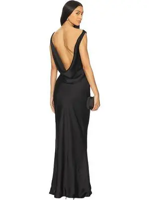Norma Kamali Sleeveless Low Back Drape Gown - Black