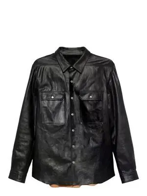 Rick Owens Leather Shirt Jacket - Black