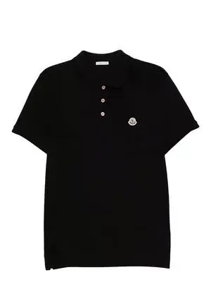 Moncler Logo-patch Cotton Polo Shirt - Black