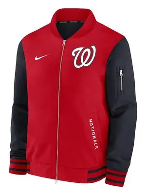 Nike Washington Nationals Authentic Collection Mlb Full-zip Bomber Jacket - Red