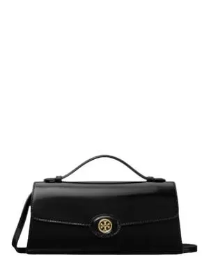 Tory Burch Robinson Spazzolato Top Handle Chain Wallet - Black